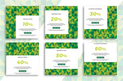 기하학적 패턴의 현대 사각형 광고 웹 배너 템플릿 우아한 판매 및 할인 프로모션 배경 자연 녹색 색상의 소셜 미디어 깨끗하고 간단한 벡터 편집 가능한 배경 0명에 대한 스톡