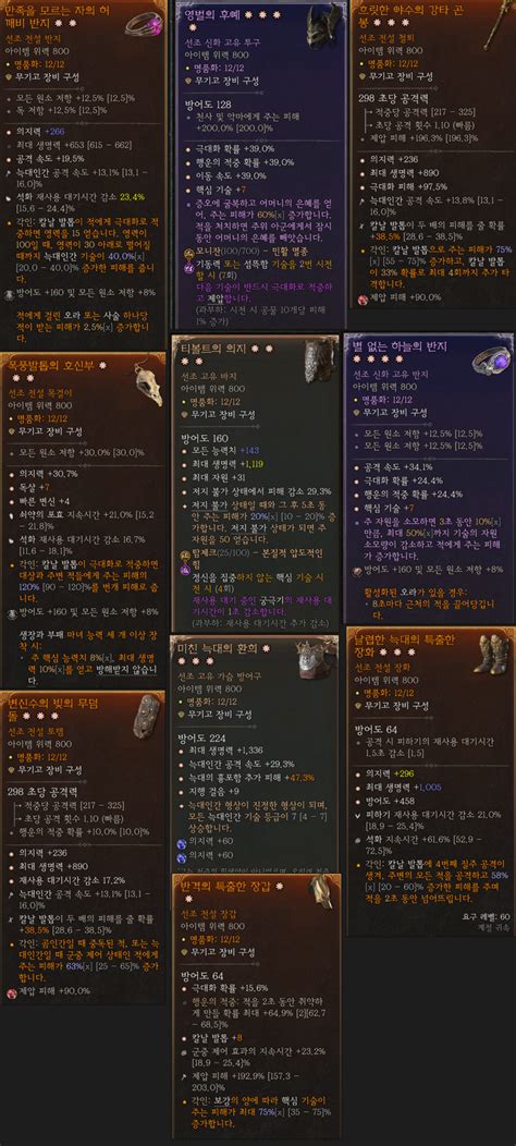 디아블로4 인벤 칼날발톱 107단 빌드시트 디아블로4 인벤 드루이드 게시판