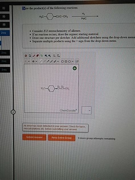 Solved Draw the product(s) of the following reactions H2 | Chegg.com
