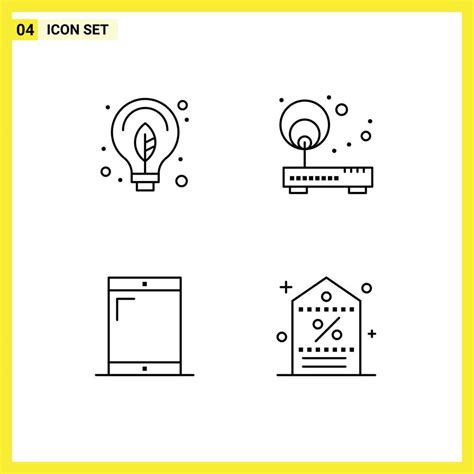 4 User Interface Line Pack Of Modern Signs And Symbols Of Energy