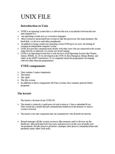 unix practicle file pdf operating system kernel operating system