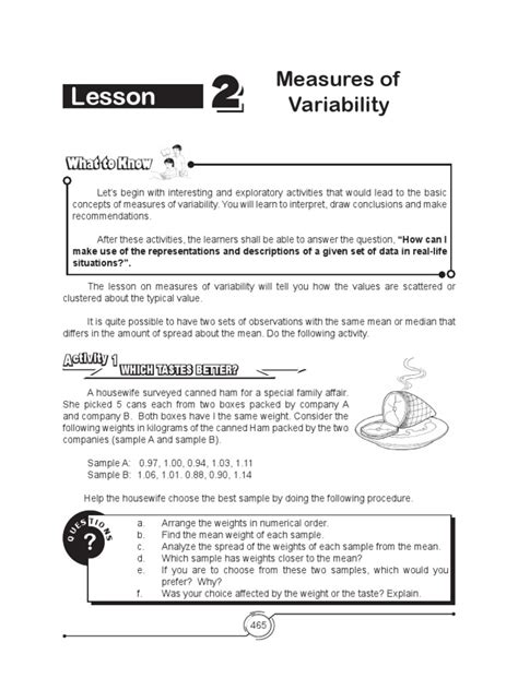 Measure Of Variability Pdf Variance Standard Deviation