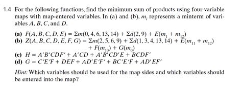 Solved For The Following Functions Find The Minimum Sum Of Chegg Com