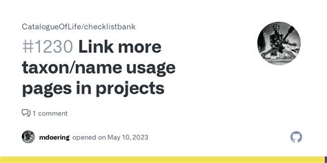 Link More Taxonname Usage Pages In Projects · Issue 1230 · Catalogueoflifechecklistbank · Github