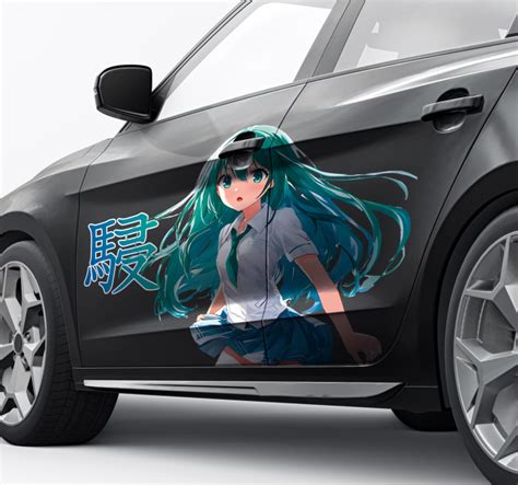 Pegatina Para Coche Chica Manga Cabello Verde