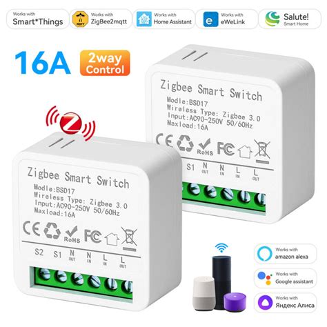 ZigBee WiFi Mini Smart Switch 16A EWeLink APP DIY Breaker Relay Module 2 Way Control Timer Voice
