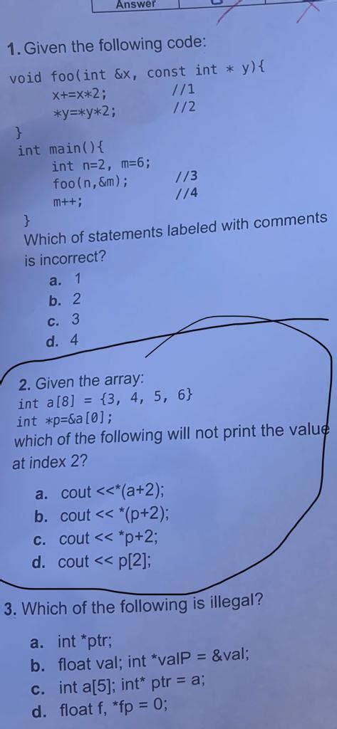 Solved Answer Given The Following Code Void Foo Int X Chegg