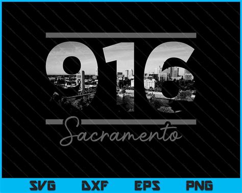 Sacramento 916 Area Code Skyline California Vintage Svg Png Files