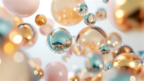 Glossy Iridescent Futuristic Abstract 3d Spheres Floating In Pastels Stock Illustration