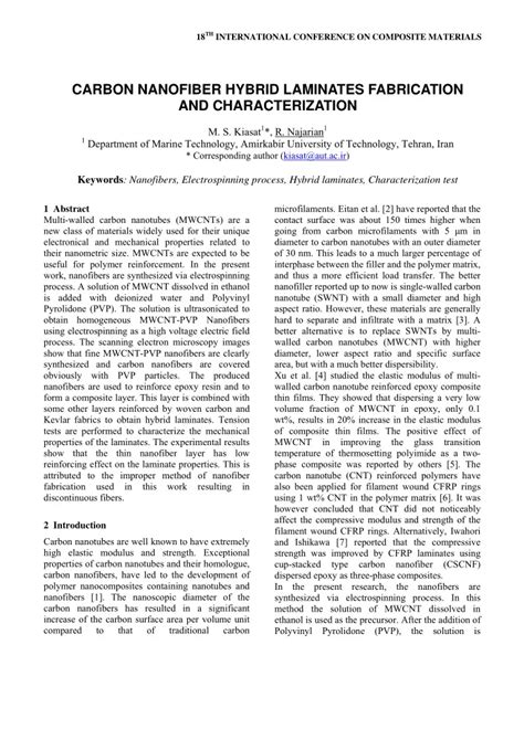 Pdf Carbon Nanofiber Hybrid Laminates Fabrication And