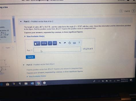solved part a position vector from a to b learning goal to