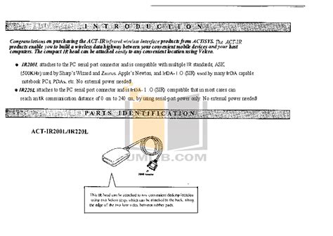 Pdf Manual For Actisys Other Ir200l Ir Adapters