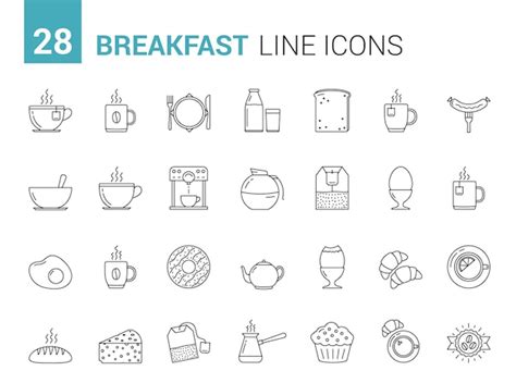 아침 식사 라인 아이콘 프리미엄 벡터