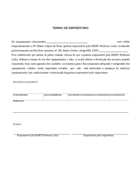 Modelo De Termo De Compromisso Em Word