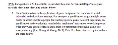Solved Spss For Questions 2and3 Use Spss To Calculate The