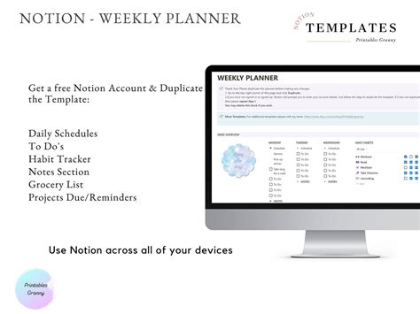 Notion Template Weekly Planner Dashboard Business Or Personal Use