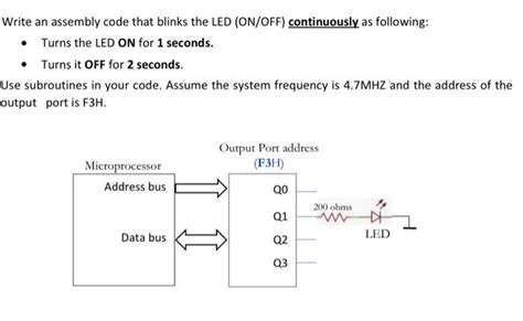 Solved Write An Assembly Code That Blinks The LED ON OFF Chegg