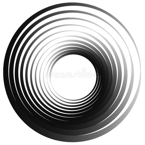 Concentric Circles Radiating Radial Circles Monochrome Abstract Element Rotating Spiral