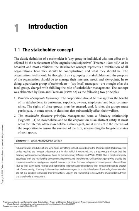 Stakeholders Theory And Practice 1 Introduction 1 1 The Stakeholder Concept The Classic