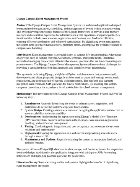 Django Campus Event Management System Pdf Web Development Databases