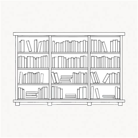 Minimalist Bookshelf Line Art Premium Ai Generated Vector