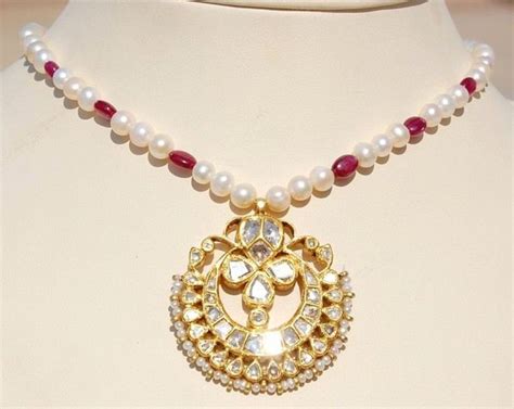 Rare Double Sided 23kt Gold Diamond Ruby Basra Pearl Mughal Necklace Earrings Set Etsy
