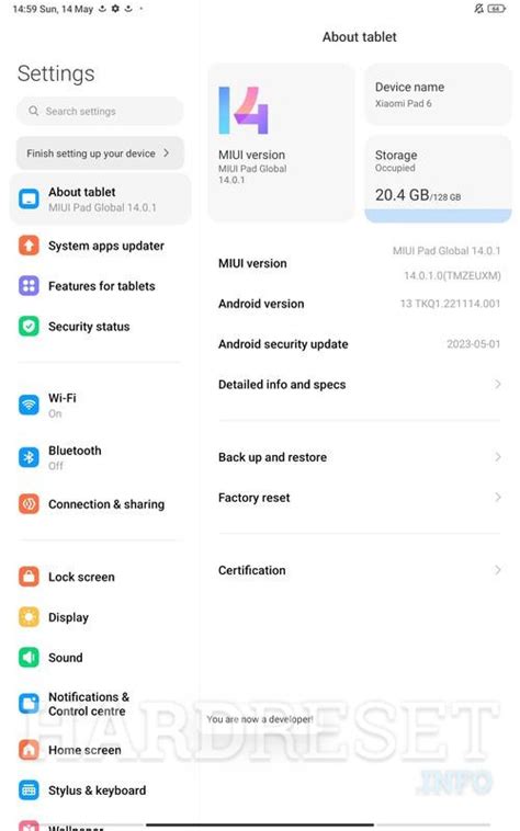 Developer Options Xiaomi Pad