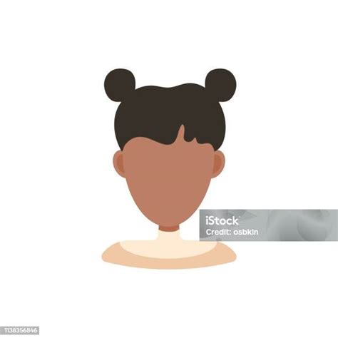 여성 사용자 아바타 프로필 사진 아이콘입니다 흰색 바탕에 평면 디자인 사람 문자에 고립 된 벡터 일러스트 레이 션 머리 롤빵을 가진 여자 공동체에 대한 스톡 벡터 아트 및