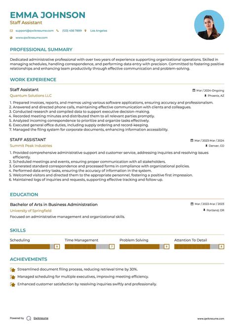 10 Staff Assistant Resume Samples And Templates For 2025