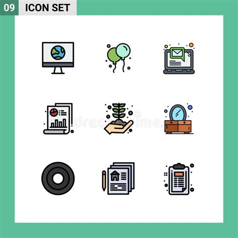 9 Thematic Vector Filledline Flat Colors And Editable Symbols Of Business Growth Graph