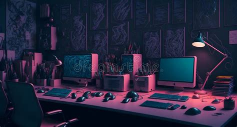 Ai Generated A Modern Computer Desk With Monitor Keyboard And Mouse