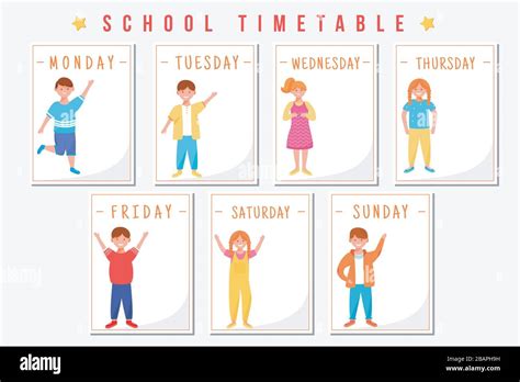 School Timetable Vector Template Stock Vector Image And Art Alamy