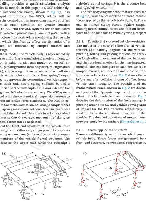 E Mathematical Model A 6 Dof Vehicle Dynamics Crash Mathematical