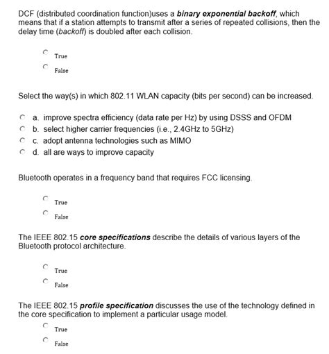 dcf distributed coordination function uses a binary