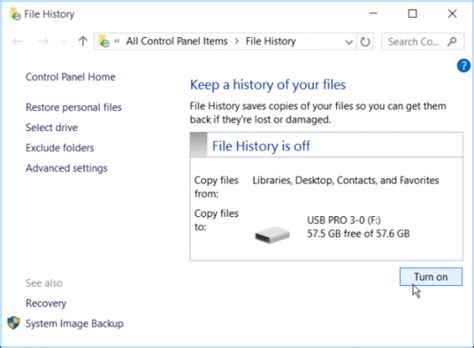 Configure File History Windows 10 HeelpBook