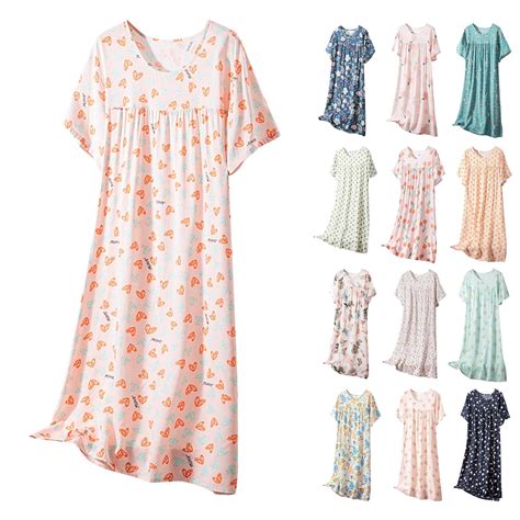 Elvqul Womens Cotton Nightgowns Plus Size Summer Womens Sleepwear Short