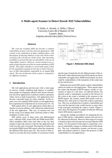 Pdf A Multi Agent Scanner To Detect Stored Xss Vulnerabilities