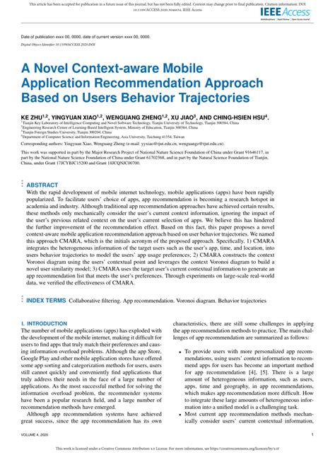Pdf A Novel Context Aware Mobile Application Recommendation Approach Based On Users Behavior