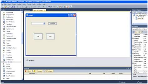 VISUAL BASIC And ARDUINO COM PORT SELECTION ON OFF BUTTON Trybotics