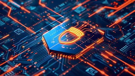 A Digital Shield Icon With A Lock Representing Cybersecurity Is Surrounded By Futuristic