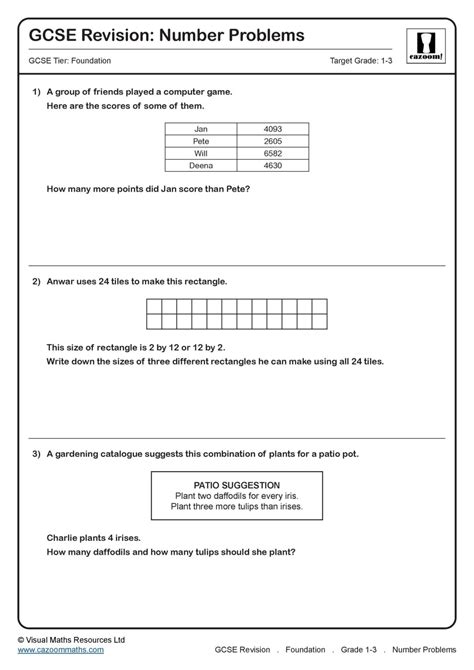 Number Problems Gcse Questions Gcse Revision Questions