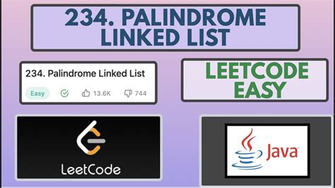 Leetcode Palindrome Linked List Easy Java Solution YouTube