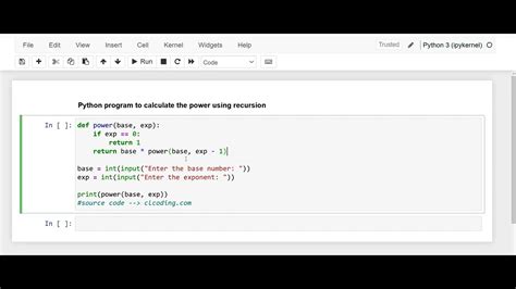 Day 11 Python Program To Calculate The Power And Exponent Using Recursion Youtube