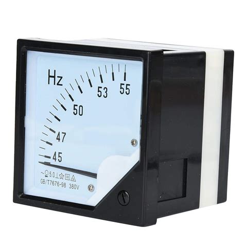Square Panel Frequency Meter Pointer Type Analog Panel Hertz Meter 45 55Hz AC 380V 1 5 High