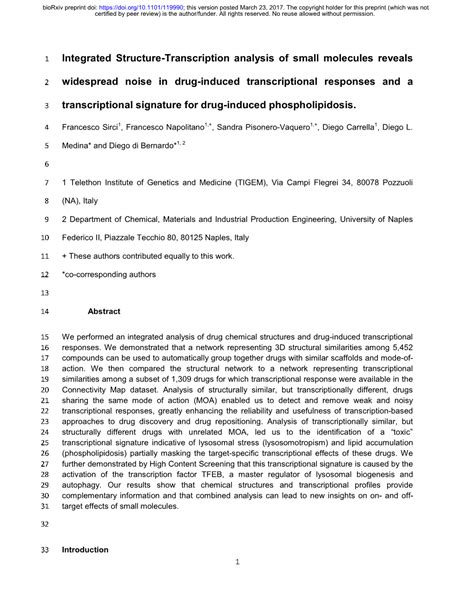 Integrated Structure Transcription Analysis Of Small Molecules Reveals Docslib