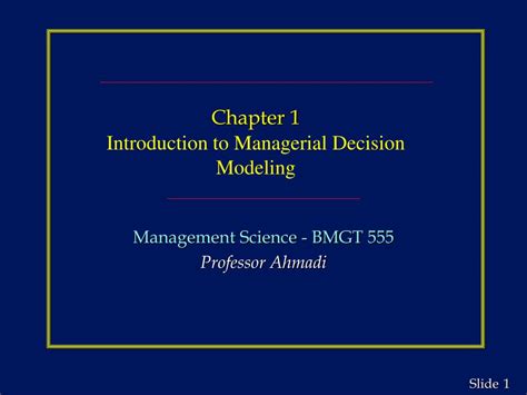 ppt chapter 1 introduction to managerial decision modeling powerpoint