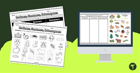 Producers Consumers And Decomposers Interactive And Printable Activity Teach Starter