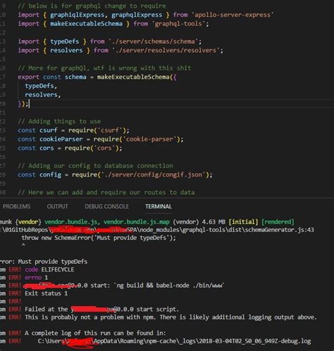 Javascript Graphql Tools On Schemaerror Stack Overflow