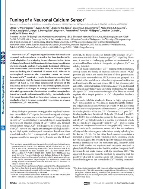 Pdf Tuning Of A Neuronal Calcium Sensor
