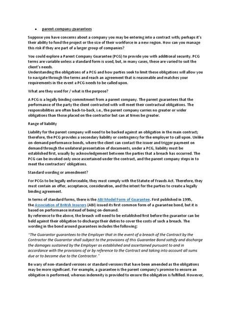 pcg standard wording or amendment pdf guarantee indemnity